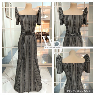 Ethnic Long Gown Modern Filipiniana Dress (Inabel Woven Fabric ...