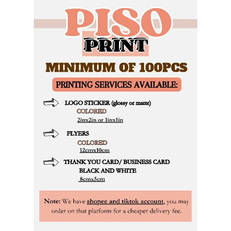 PISO PRINT (logo sticker, flyers, thank you card, and business card ...