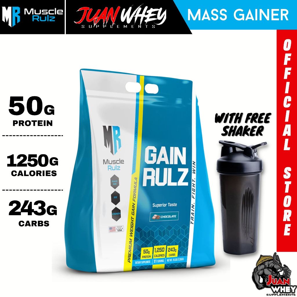 Muscle Rulz Gain Rulz Mass Gainer 16LBS with Free Shaker | Shopee ...