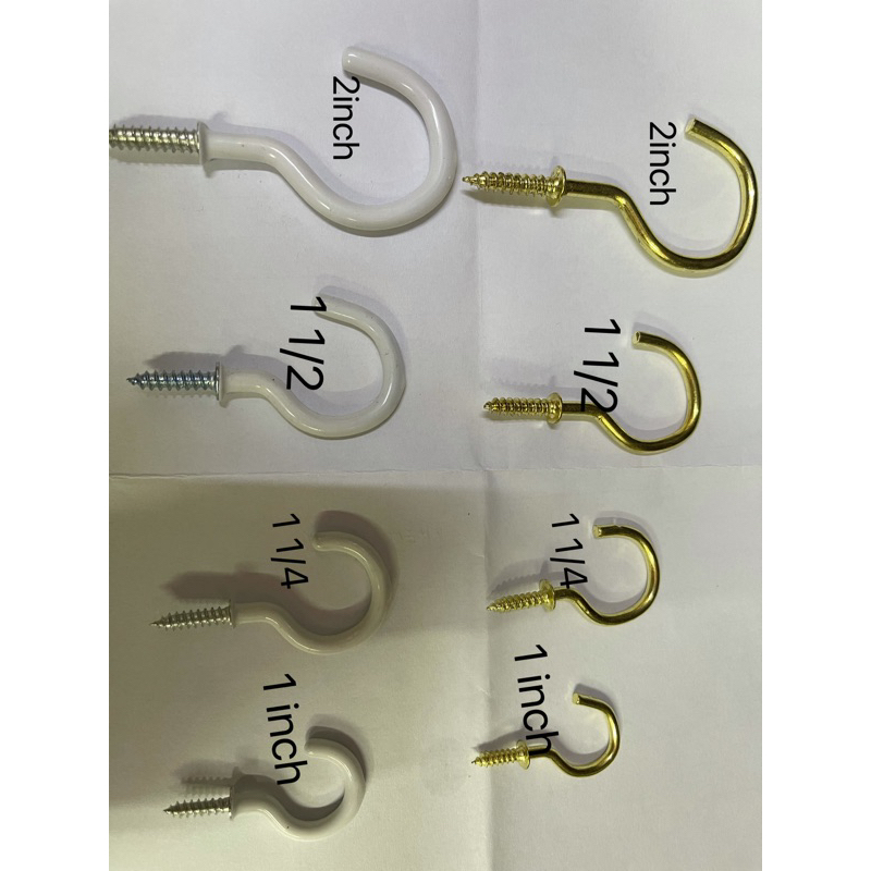 10 pcs hook screw .Gold and White pvc. | Shopee Philippines