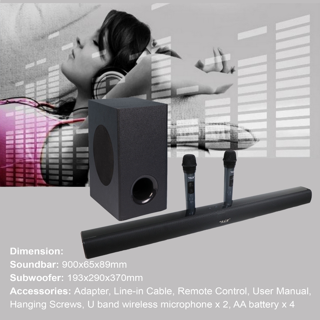 ACE ET-K31TS: 2.1ch Karaoke Soundbar with wired Subwoofer | Shopee ...