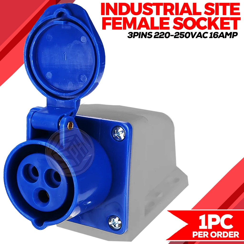 Industrial Waterproof Socket Van 16A 3 Poles Socket Wall Mounted ...