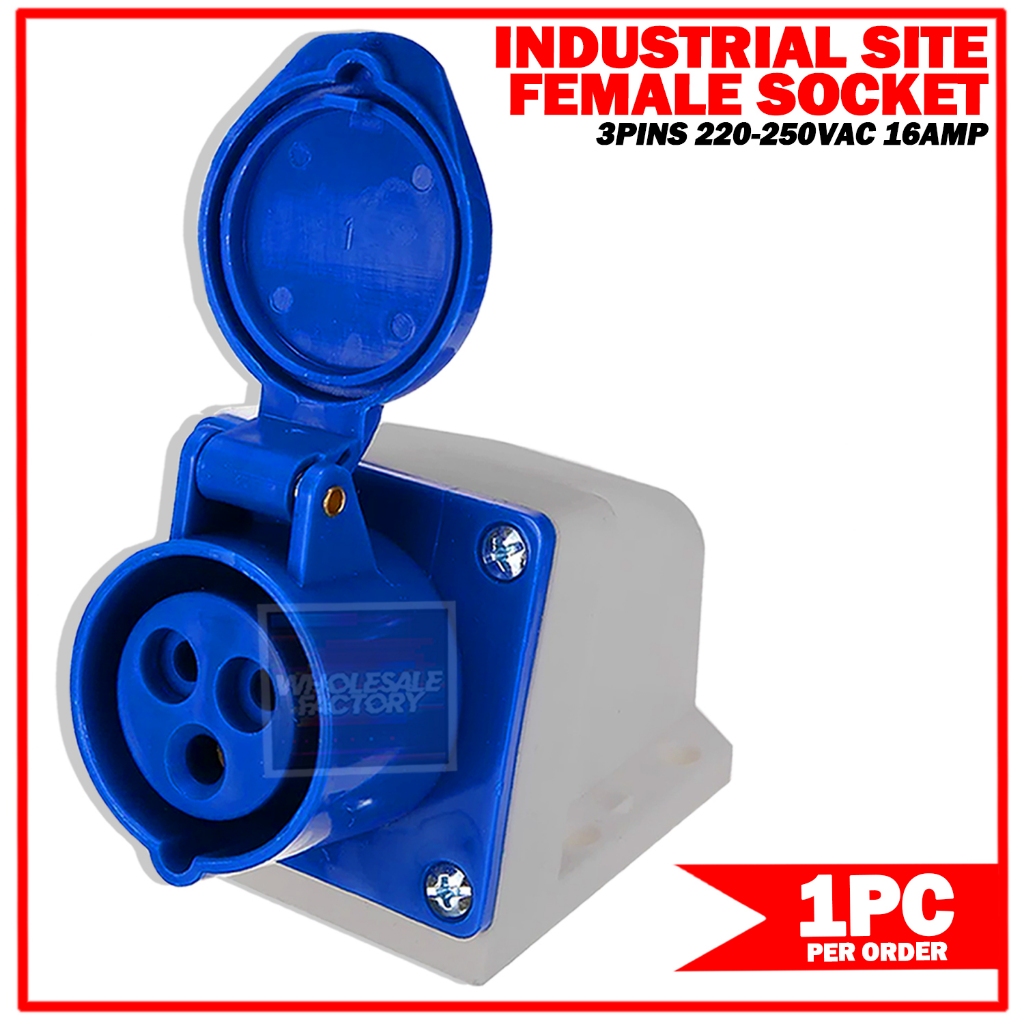 🟦16A Industrial Socket 2P+E IP44 AC250V Electrical Connector Female Waterproof Industrial Socket ...