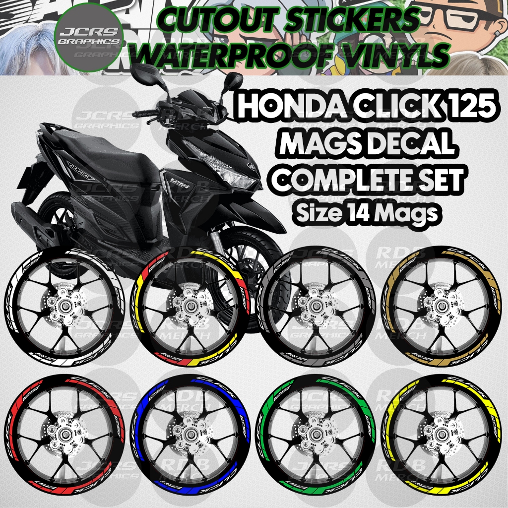 Click 125 Honda Mags Sticker Waterproof Motorcycle Rim Decals Cutout ...