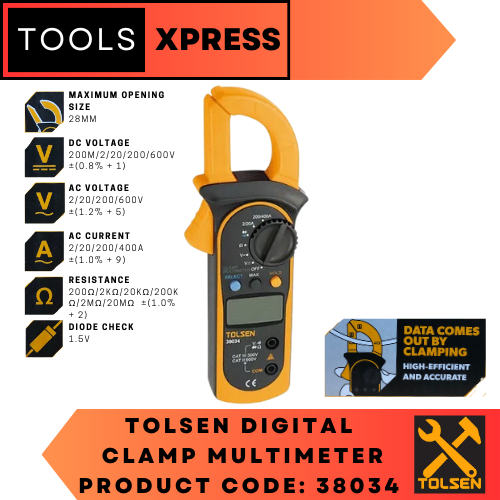 TOLSEN Digital Clamp Multimeter [38034] | Shopee Philippines