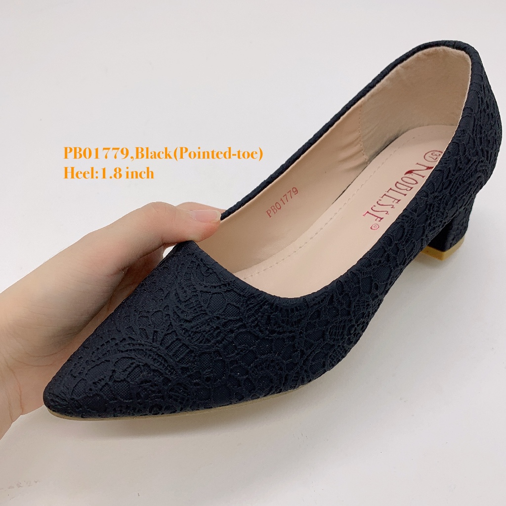 Women Pointed Toe Block Heel Shoes White Wedding High Heels | Shopee ...