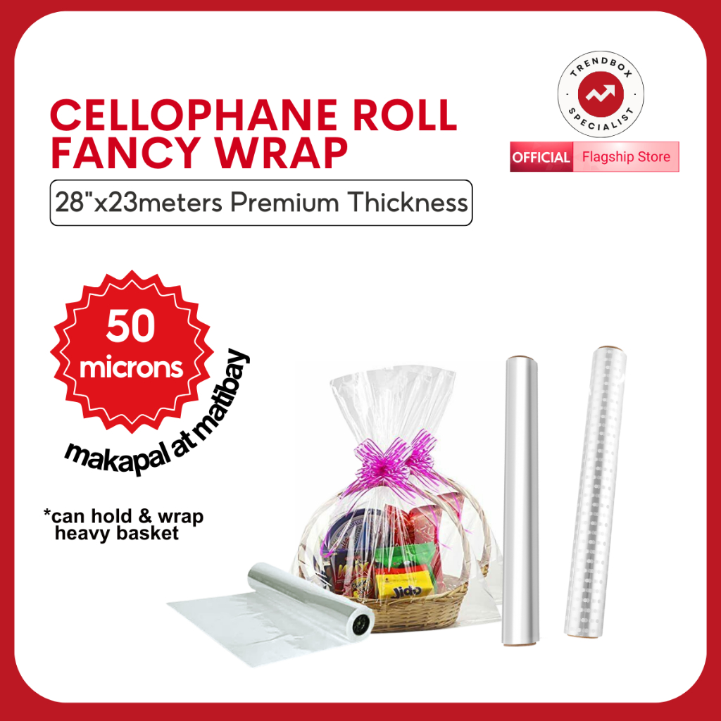 Trendbox Plastic Cellophane Roll , Gift Wrapper, Cello Roll, Christmas ...