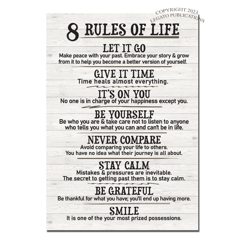 Wall Decor Home Decor 8 RULES OF LIFE Wood Sign Rustic Vintage ...