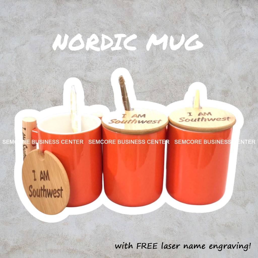 Laser Engraved Nordic Mug with Bamboo Lid and Spoon Stirrer | Shopee ...