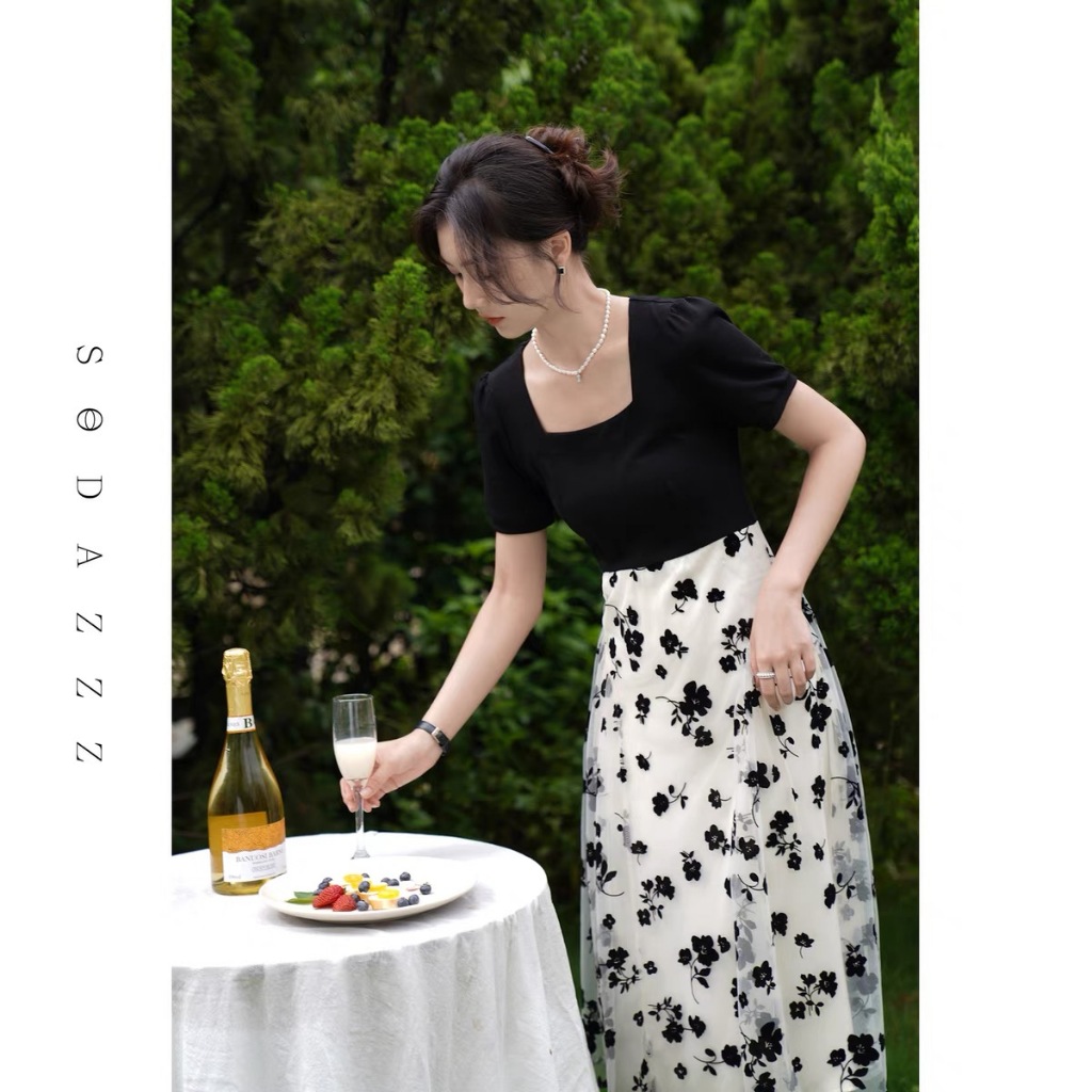 summer blue floral long dress plus size dress for woman casual korean ...