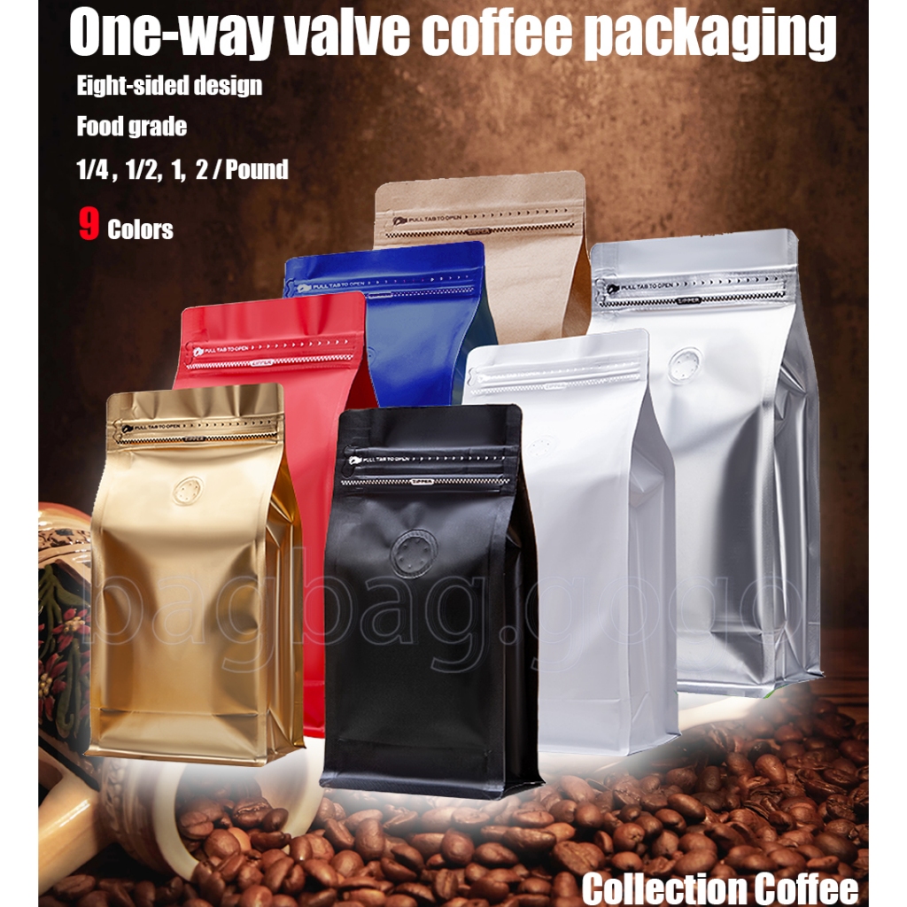 10pcs Coffee Stand Up Pouch with Valve ground Coffee Beans Nutdried Tea ...