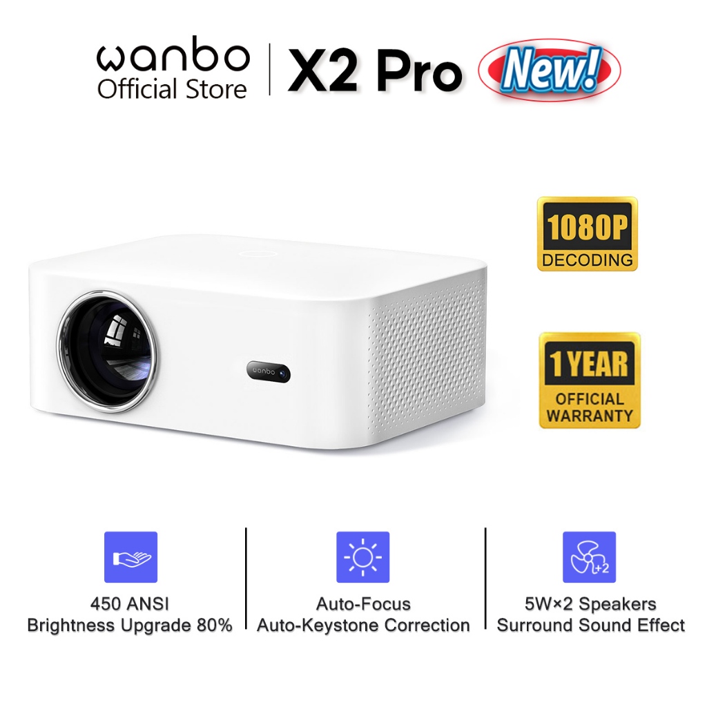 Wanbo X5 Smart Projector Auto Focus High Brightness 1100ANSI Office ...