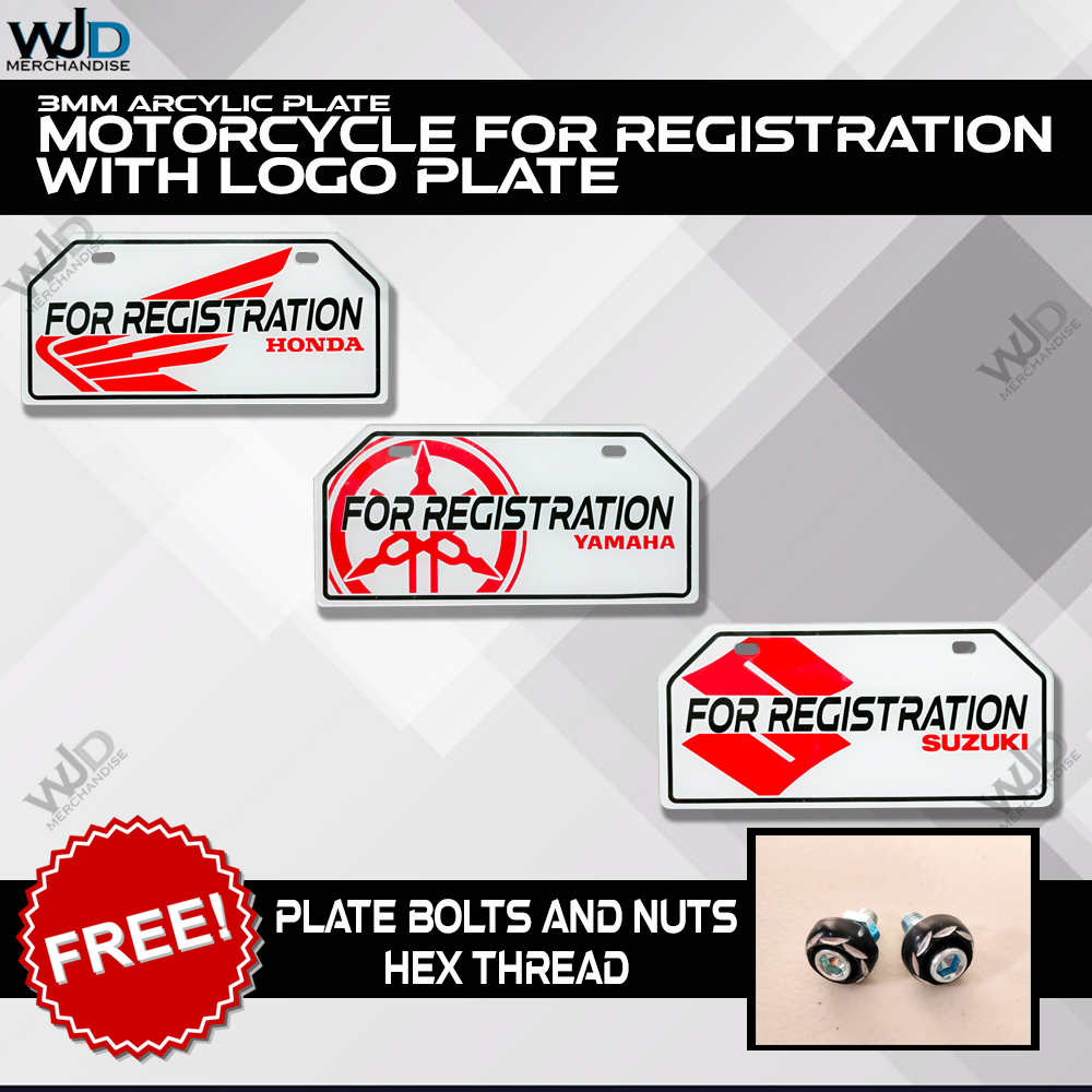 For Registration 3mm Acrylic Motorcycle Plate WITH LOGO Temporary Plate ...