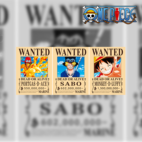 3D One Piece Luffy, Sabo, Ace Wanted Anime Poster (Lenticular Poster ...