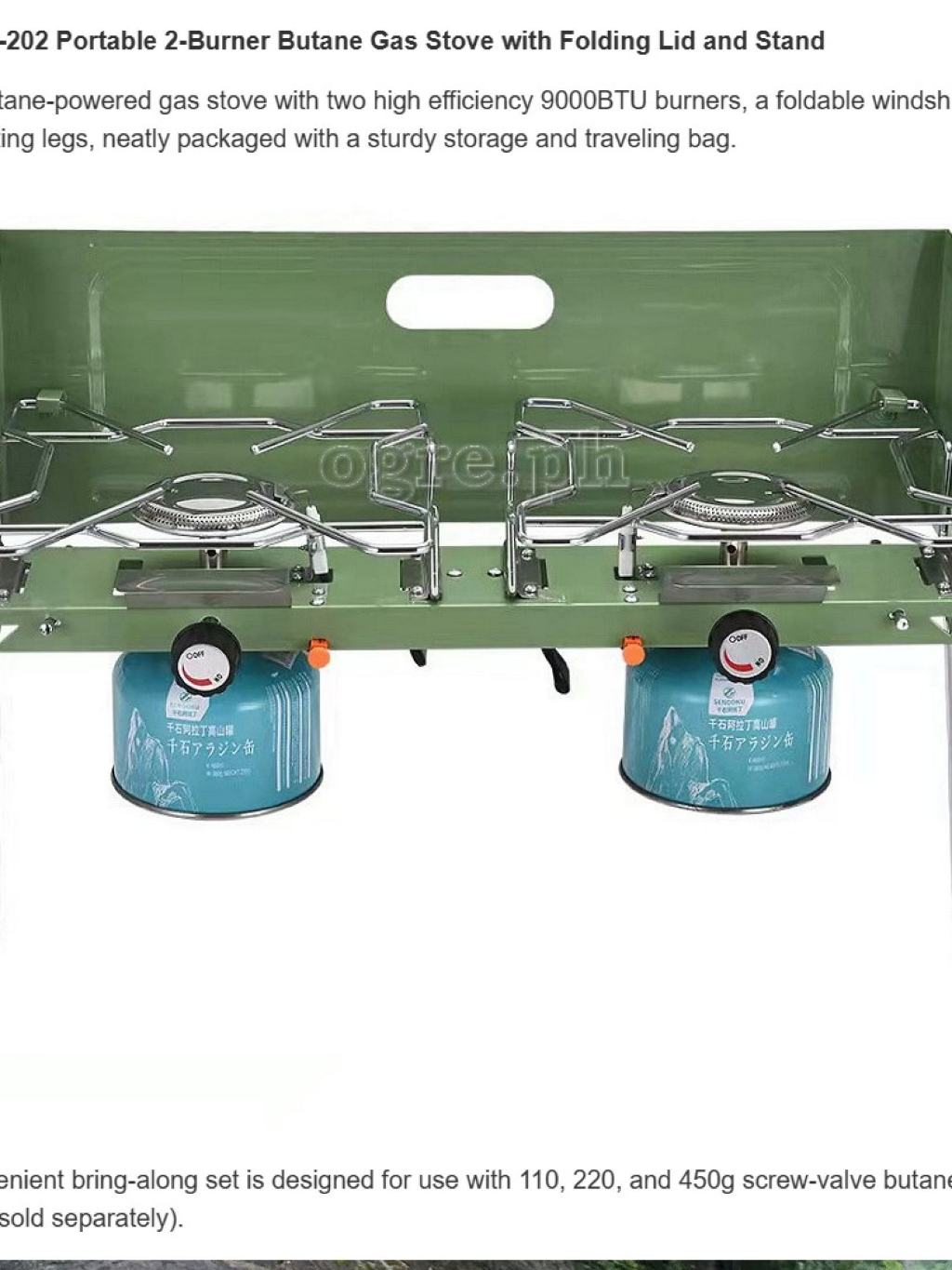 Portable 2-Burner Butane Stove with Folding Lid and Stand | Shopee ...