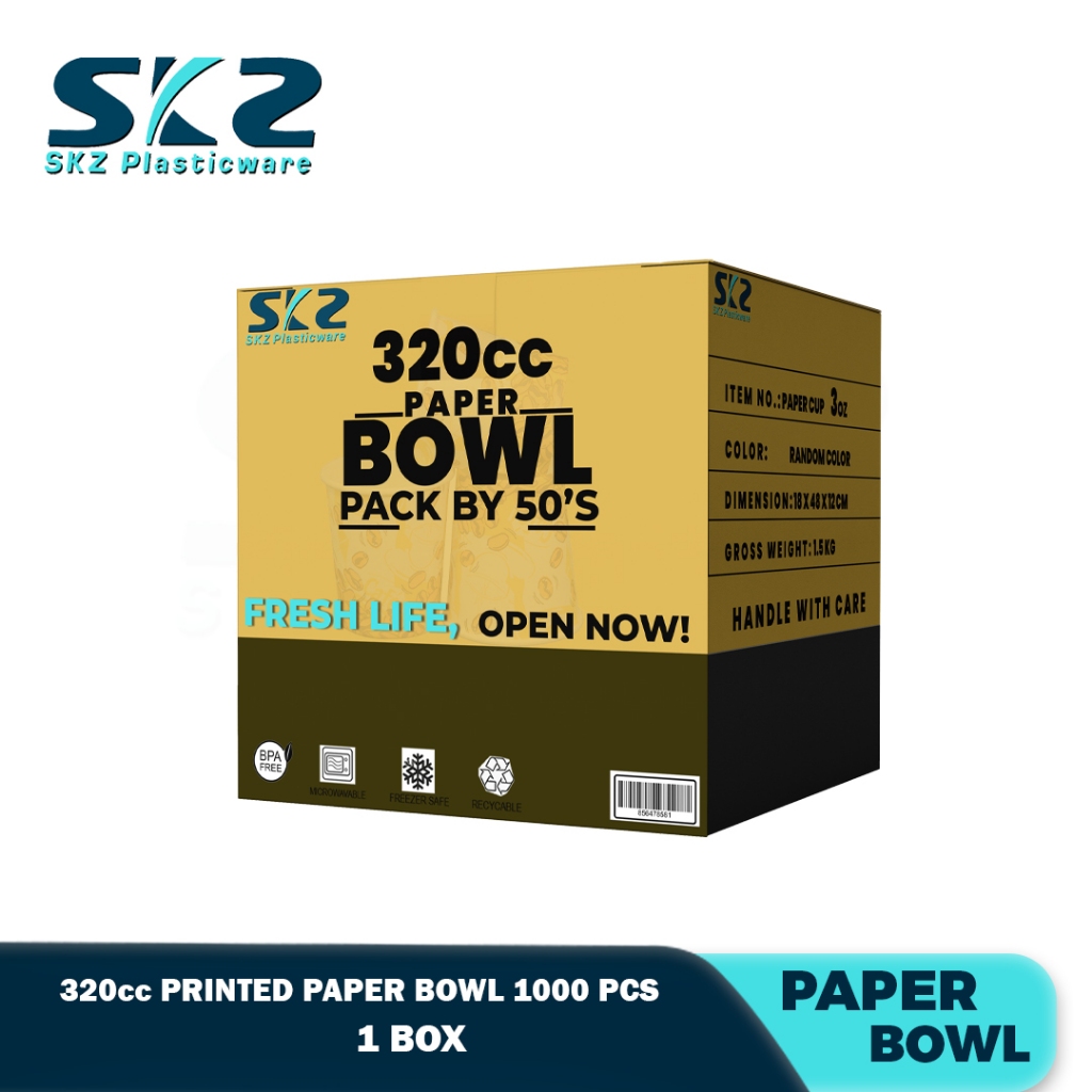 SKZ Paper Bowl Laminated with design 320cc 1box | Shopee Philippines