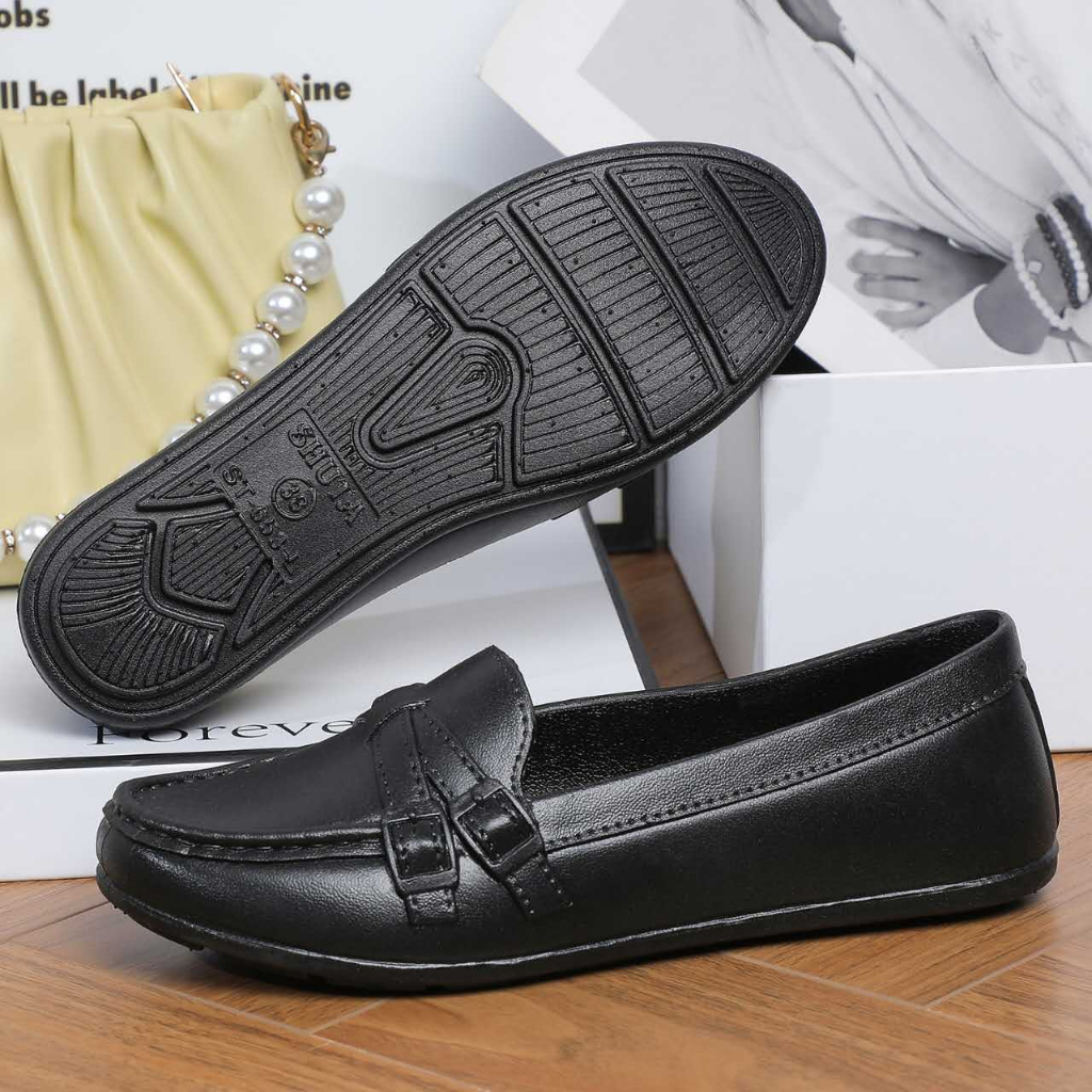 SHUTA(LJ653) new office and school casual women's black shoes | Shopee ...
