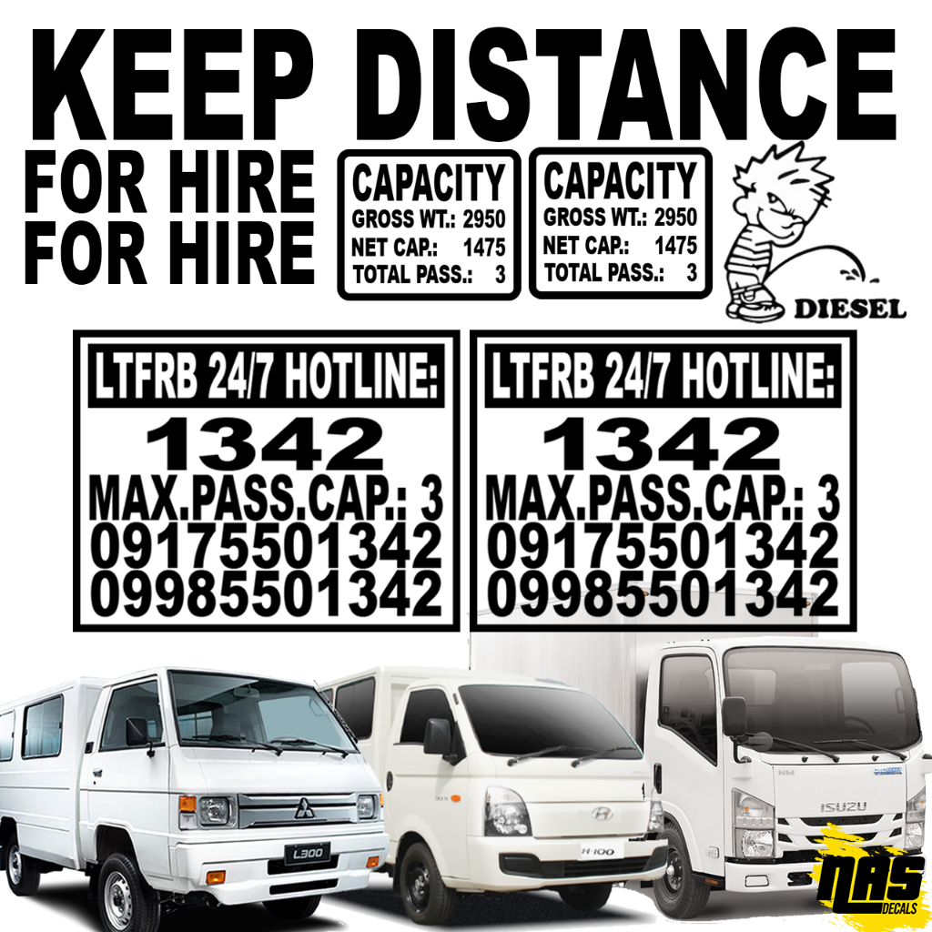 LTFRB TRUCKING TRANSPORT LOGISTICS SERVICES STICKER KEEP DISTANCE LTFRB ...