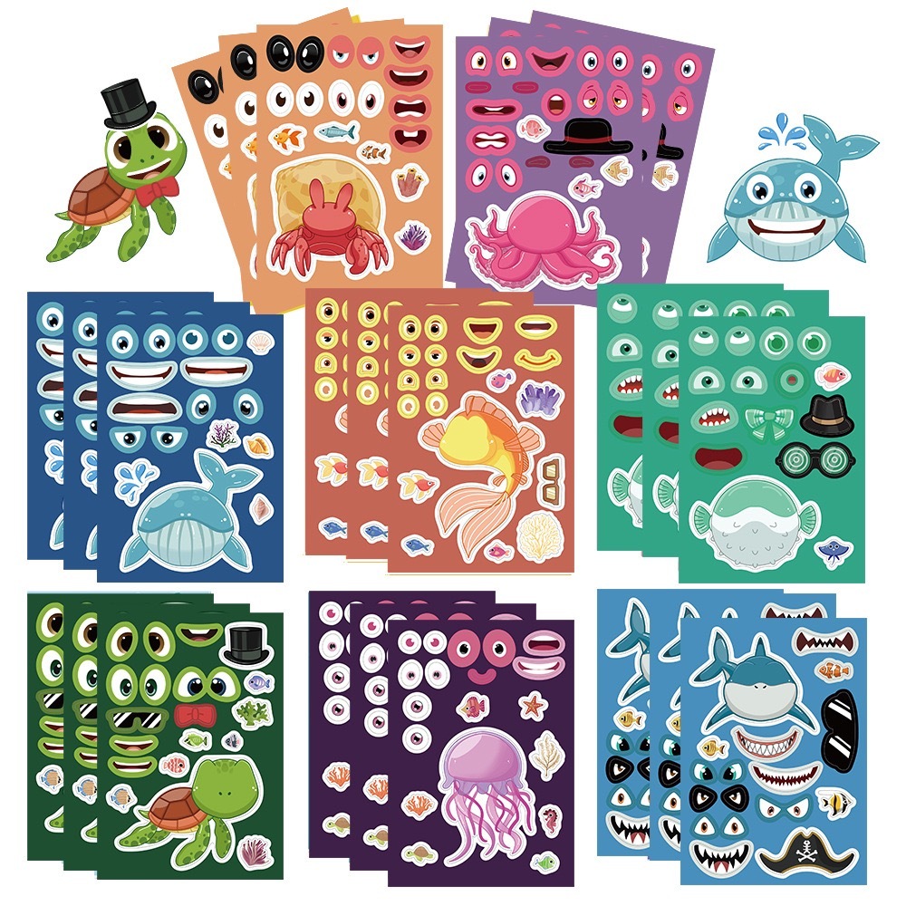 8Sheets/set Fairy Tales Princess Stickers DIY Sticker Make A Face ...