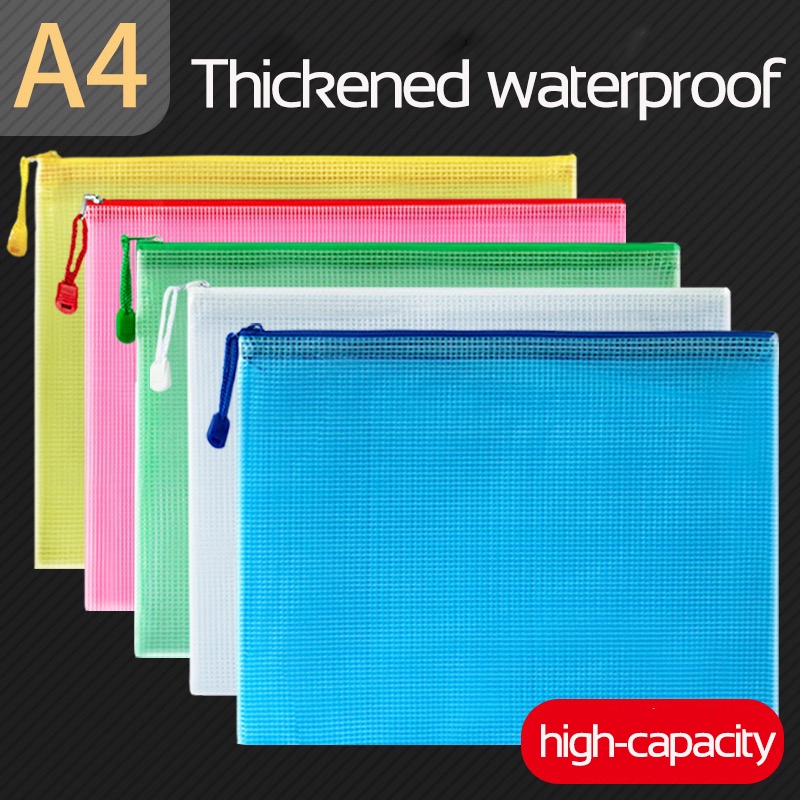 A4 Grid File Bag Thickened Zipper Bag Office Storage Archive Bag ...