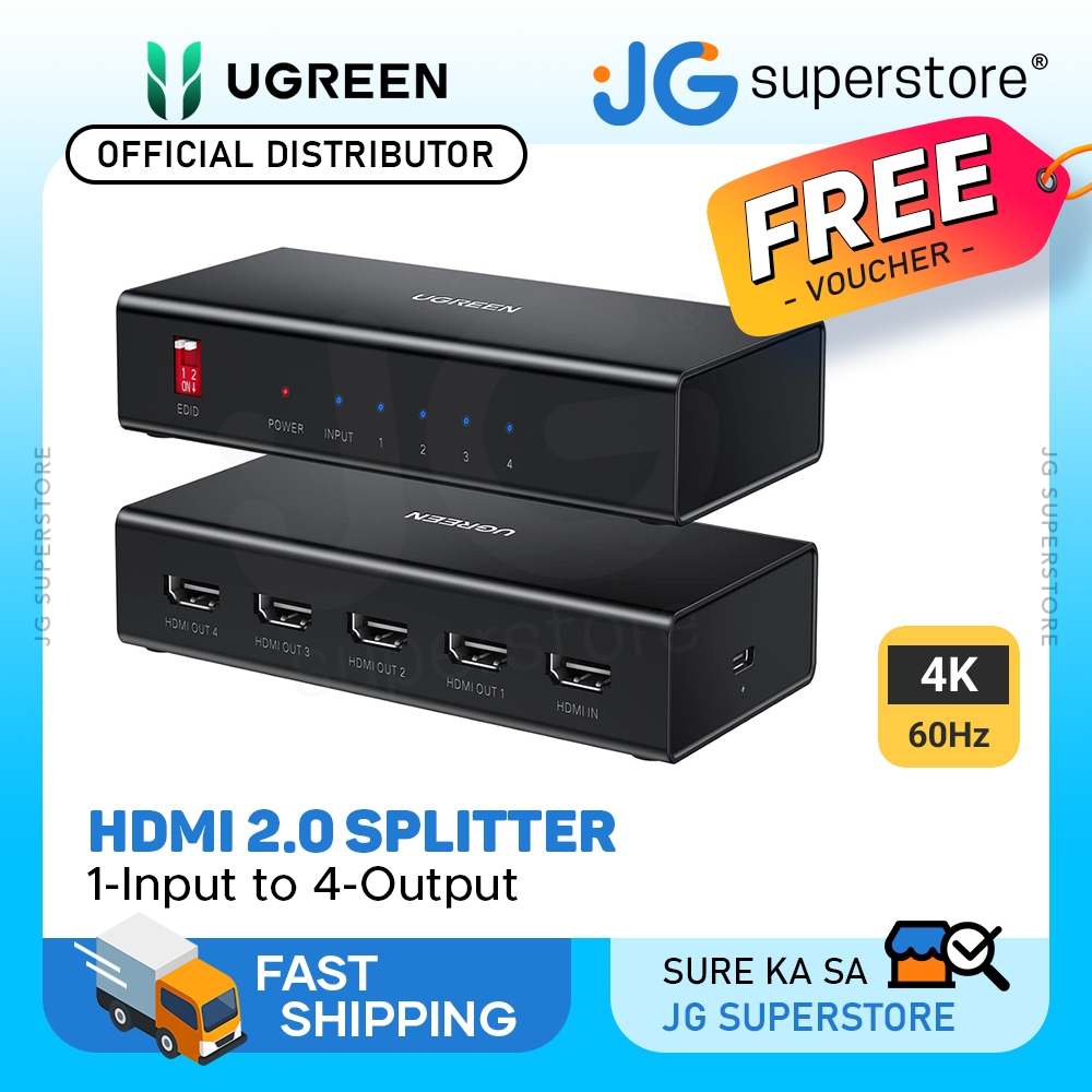 UGREEN 1 Input to 4 Output 4K HDMI 2.0 Splitter 1X4 with EDID Support for TV, Monitor, etc ...