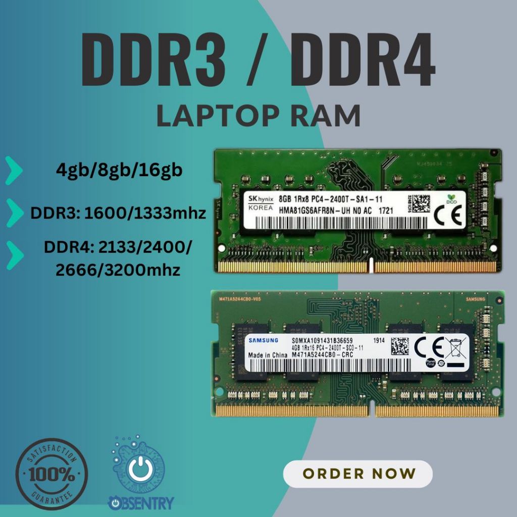 Laptop Ram 2GB 4GB 8GB 16gb DDR3 1600mhz 1300mhz DDR4 2133mhz 2400mhz 2666mhz 3200mhz Used ...