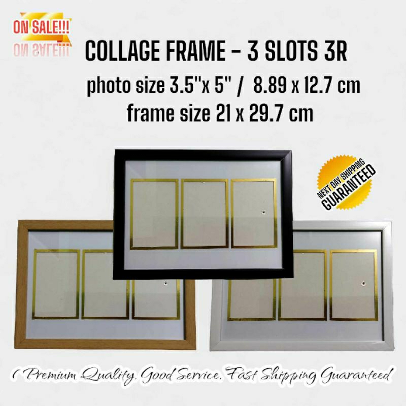 COLLAGE GLASS PHOTO FRAME WITH MATTING | 3 Slots, 3R Size Picture ...