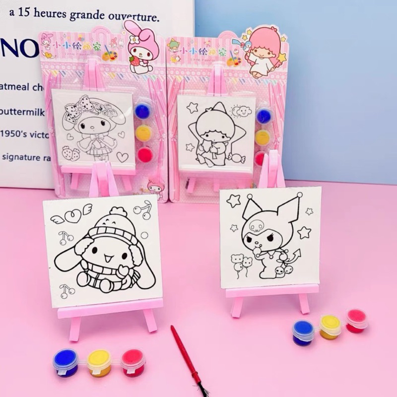 Sanrio Children DIY Drawing Shelf Set Creative Mini Oil Board | Shopee ...