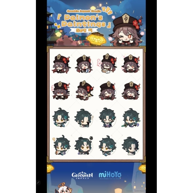 Genshin Impact Paimon's Paintings Easy Peel Die-Cut Vinyl Sticker Set 5 ...