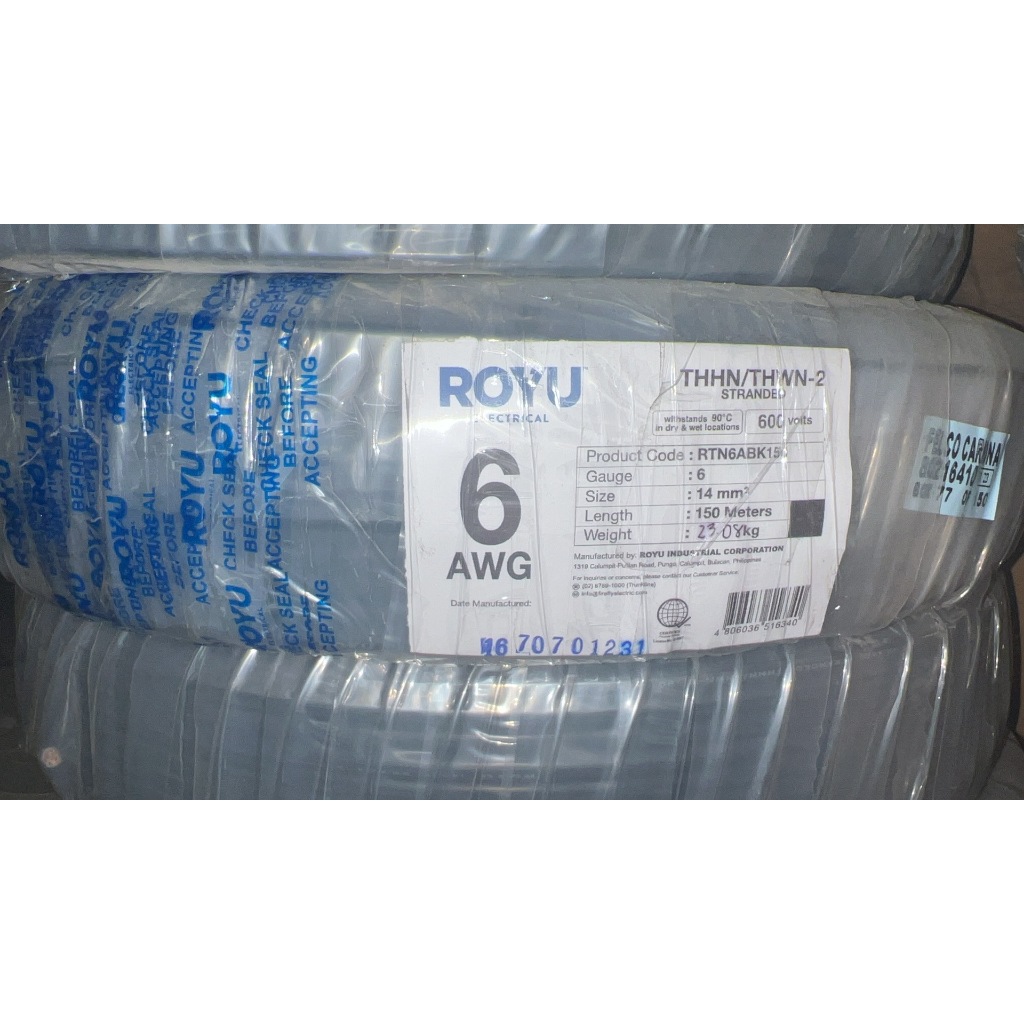 ROYU THHN WIRE #6/7 ELECTRICAL WIRE | Shopee Philippines