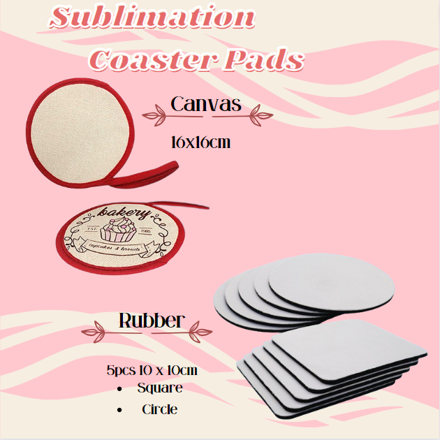 Sublimation Canvas Coaster Pad // Rubber Coaster Pad (5pcs) | Shopee ...