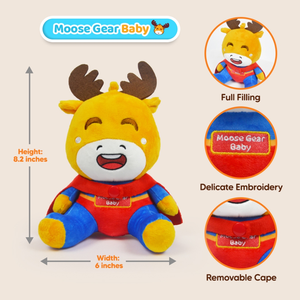 Moose Gear Baby Stuff Toys SUPER MOOSIE 8.2inches Plushie for Kids Boys ...
