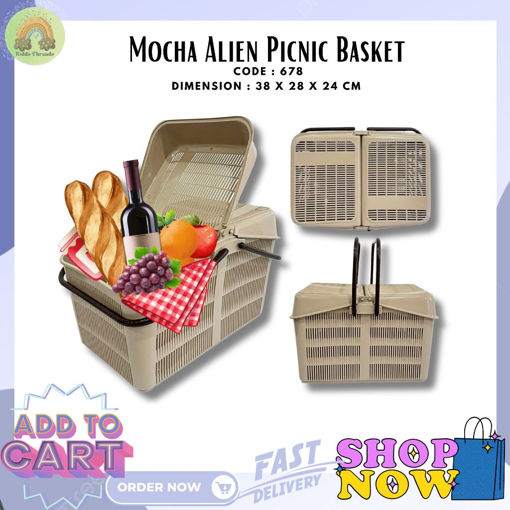 678 MOCHA ALIEN PICNIC BASKET/MOCHA COLORED PICNIC BASKET/PICNIC BASKET ...