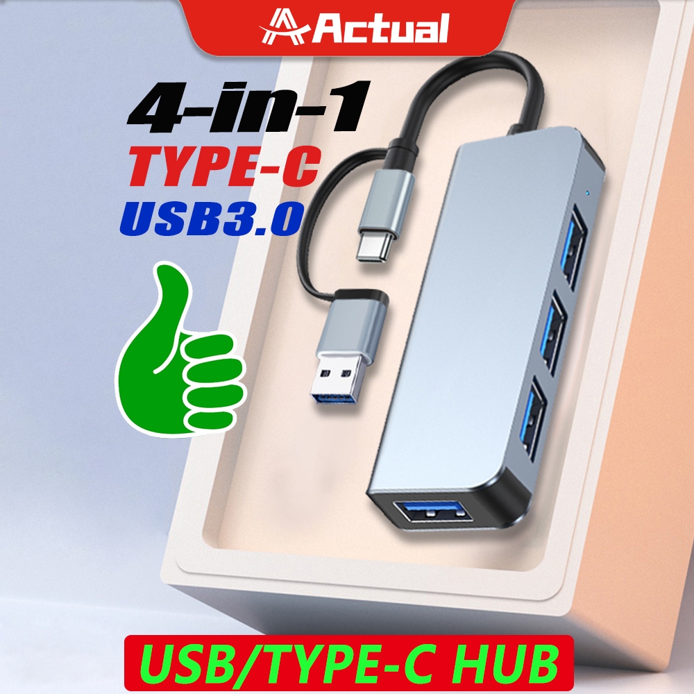 Actual 4 in 1 USB/Type-C/2in1 To 4 Usb Hub Expander Ultra-Thin Mini ...
