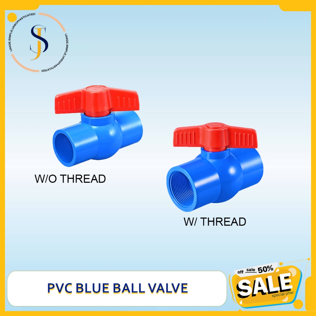 PVC blue ball valve plain PLAIN/WITH THREAD (1 1/4 - 1 1/2”) | Shopee ...