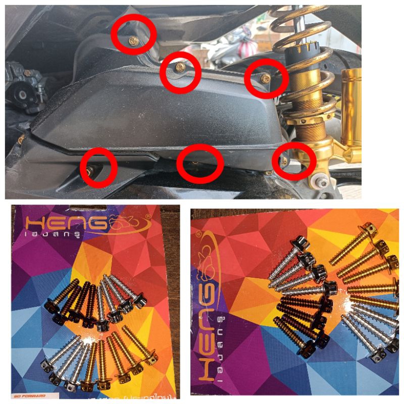 Airbox bolt Screw (HENG)For Gear125/Mio i125/Gravis/Nmax v2/Aerox ...