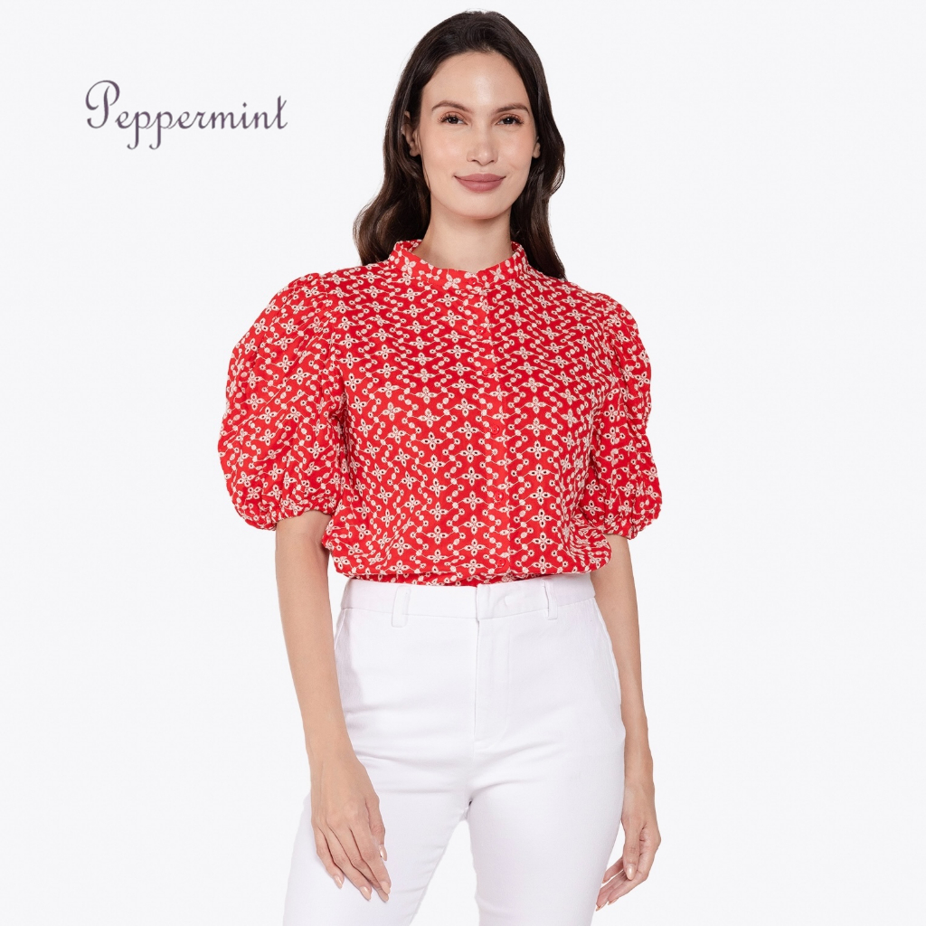 Peppermint Woman Garland Blouse (Red) | Shopee Philippines
