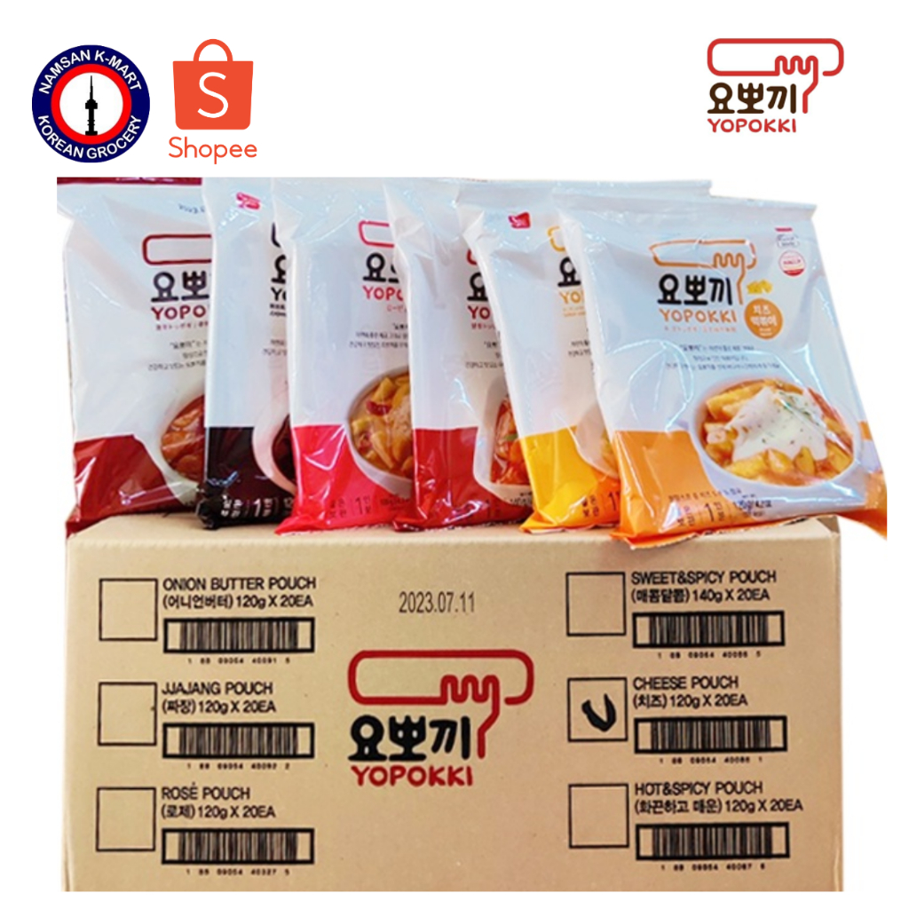 Yopokki Rice Cake Tteokbokki & Rapokki Box Base (120g/140g 20pcs in a ...