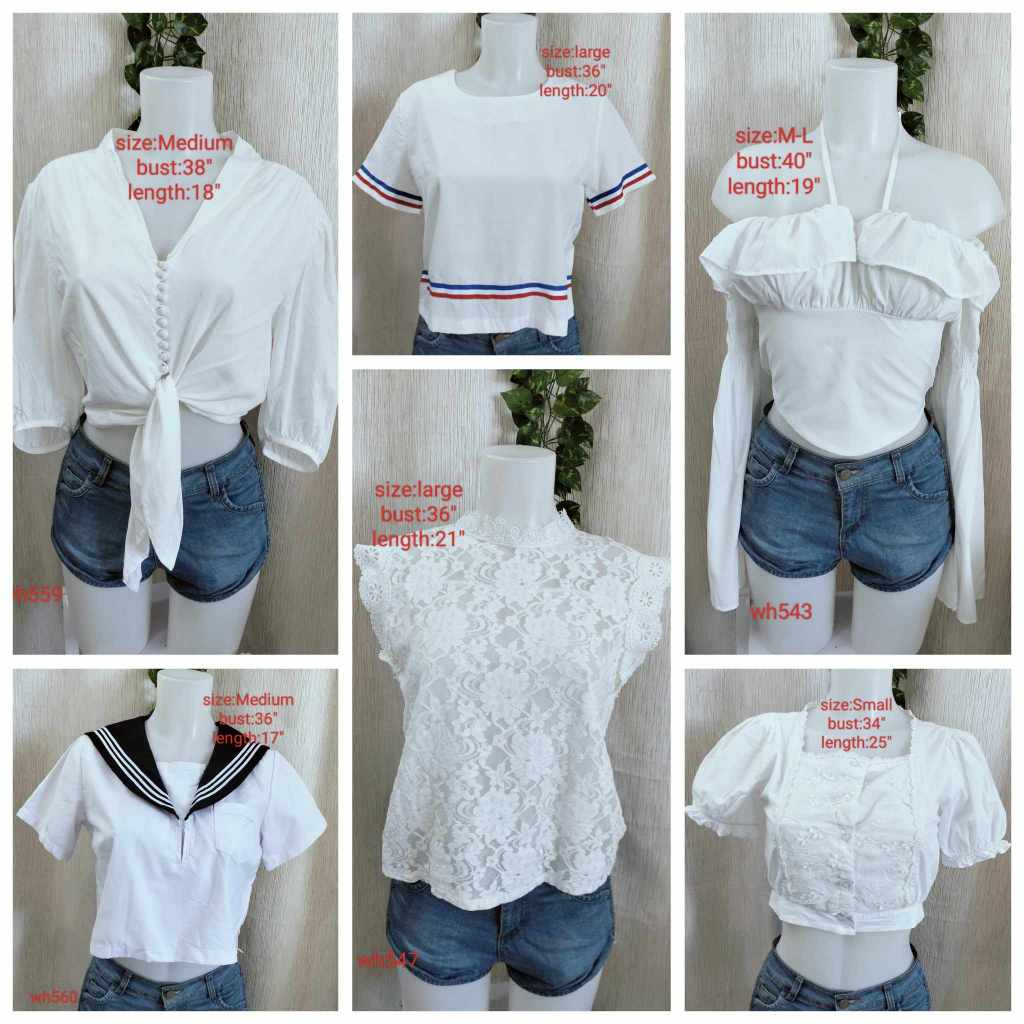 Ukay White Tops Premium Preloved White Blouse for Women | Shopee ...