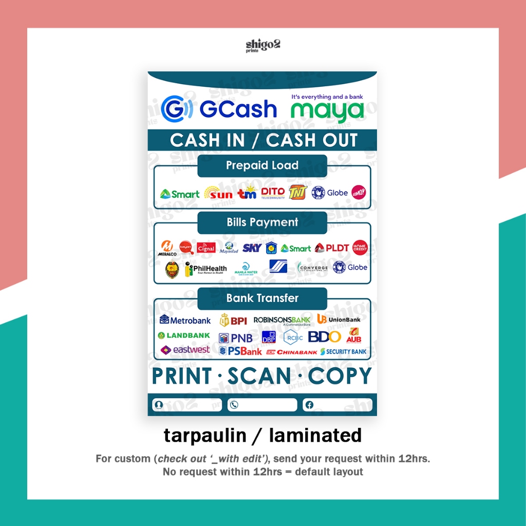 Blue Gcash Maya All-In-One Bills Payment Business Tarpaulin and ...