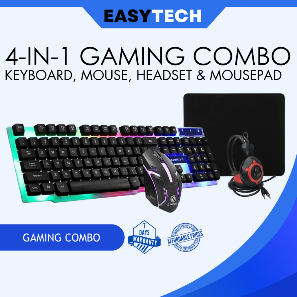 EASYTECH | Gaming/WFH 4-in1 Keyboard and Mouse, Mouse pad, Headset ...