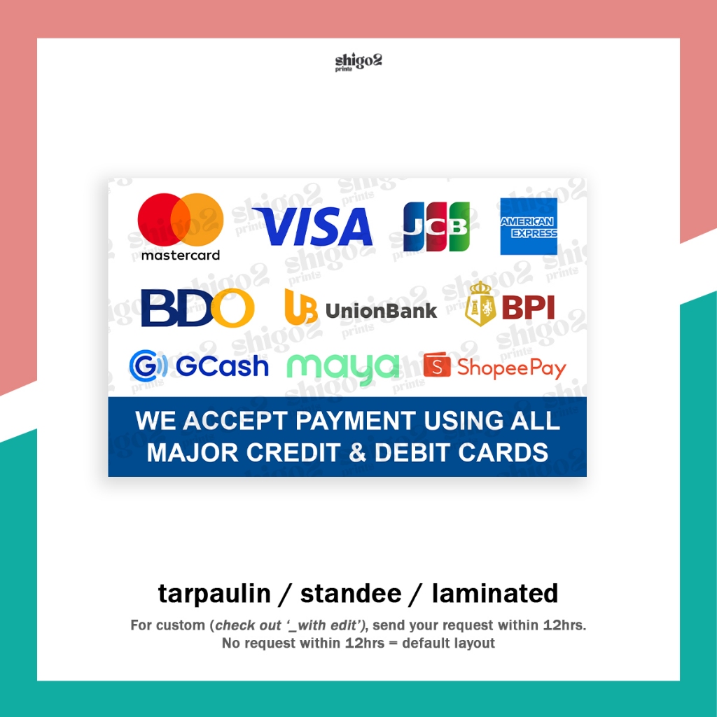 Bank Transfer and accepted payment method standee signage | Shopee ...