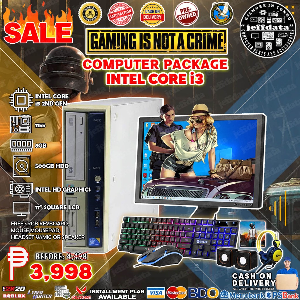 Computer Set Intel Core i3 2nd Gen 8gb 500gb Hdd Intel Hd Graphics 17 ...
