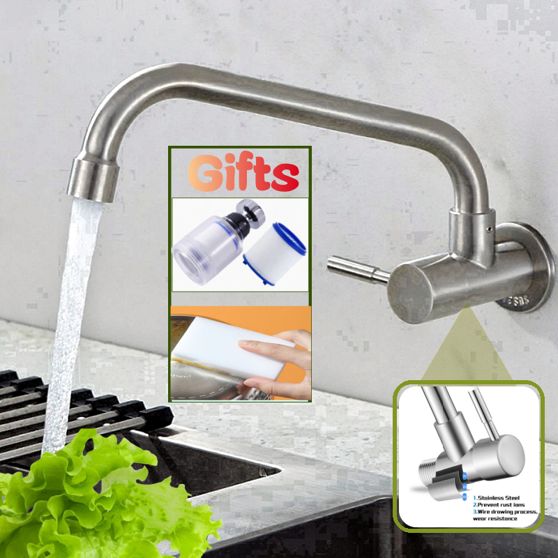 304 stainless steel kitchen faucet into the wall single cold sink sink ...