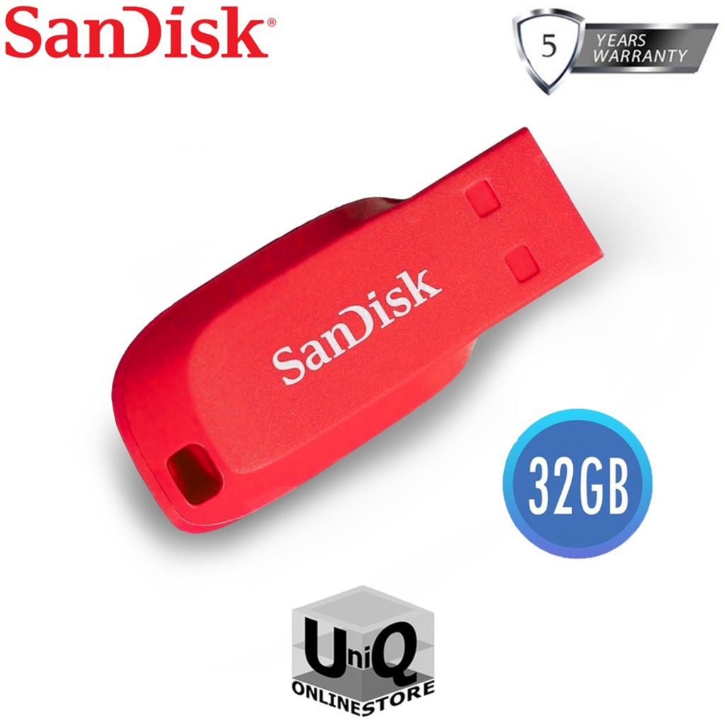 SanDisk Cruzer Blade Flash Drive USB 2.0, 32GB Capacity Color Red ...