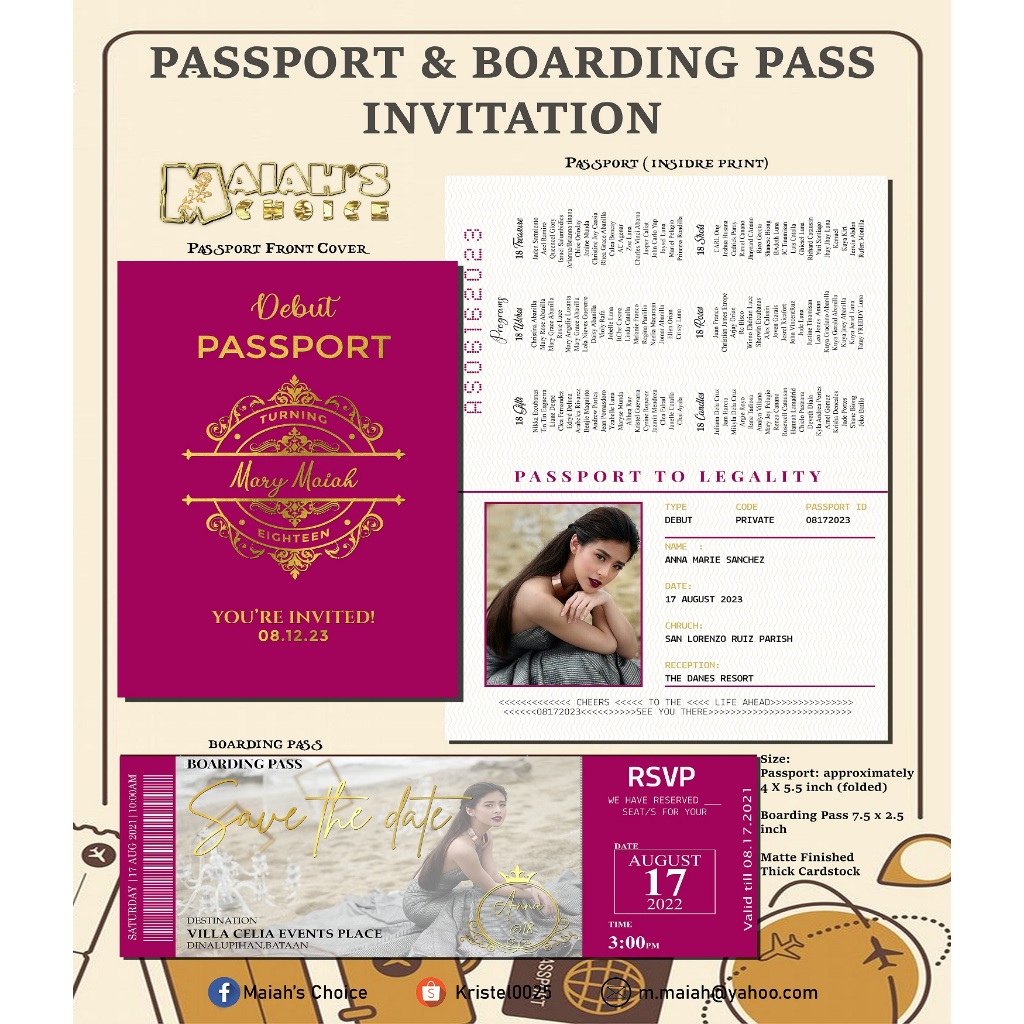 PASSPORT / PASSBOOK and Boarding Pass Invitation | Any theme | Birthday ...