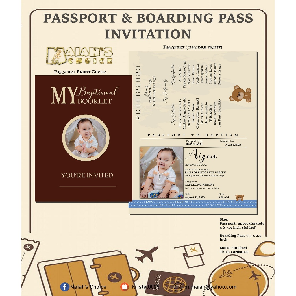 PASSPORT / PASSBOOK and Boarding Pass Invitation | Any theme | Birthday ...