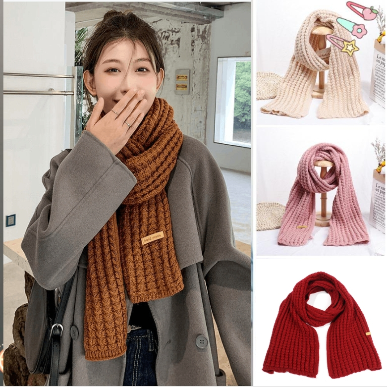 Women Men Knitted Scarf Long Scarves Winter Warm Thickened Fashion ...
