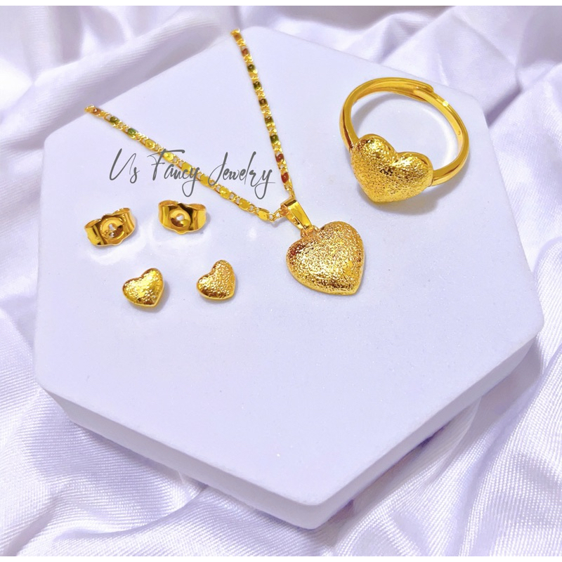 US FANCY JEWELRY 24K Thailand Gold High quality 3in1 plain jewelry set ...