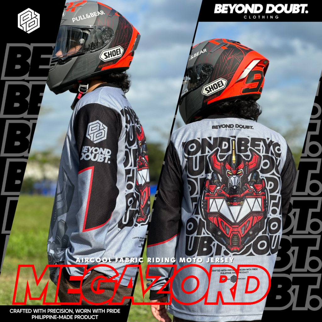 LONG-SLEEVES- "MEGAZORD” Design AIRCOOL Moto Jersey - BEYOND DOUBT ...